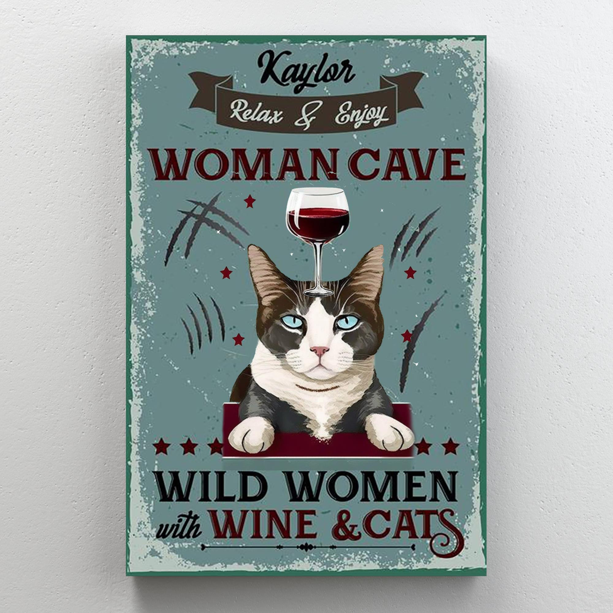 Trinx Wild Women Wine Cats - 1 Piece Rectangle Graphic A Wild Women Wine Cats On Canvas Graphic ...